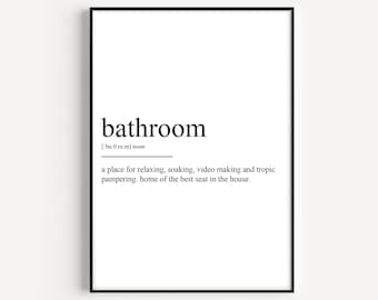 Bathroom Definition Wall Art, Printable Bathroom Wall Art, Home Wall ...
