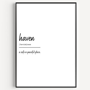 Haven Definition Print - Etsy