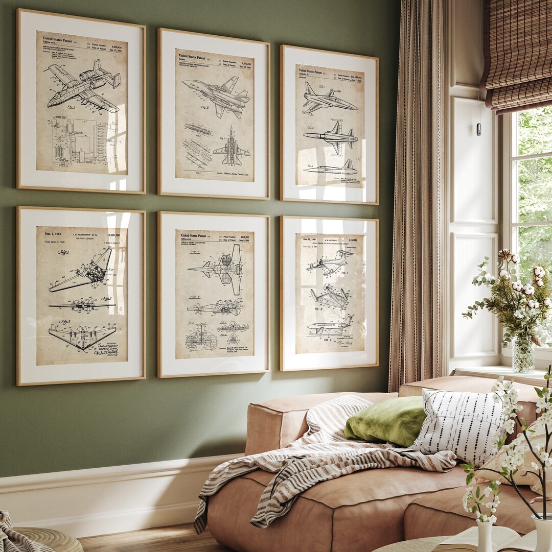 Aircraft Patent Prints, Aviation Wall Art, Set of 6 - Etsy UK