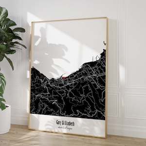 Mono City Map Print, Custom Travel Decor Gift, Personalized City Map ...