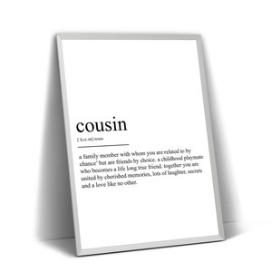 Cousin Definition Print | Etsy UK