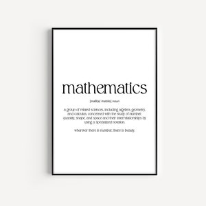 Mathematics Definition Print - Etsy UK