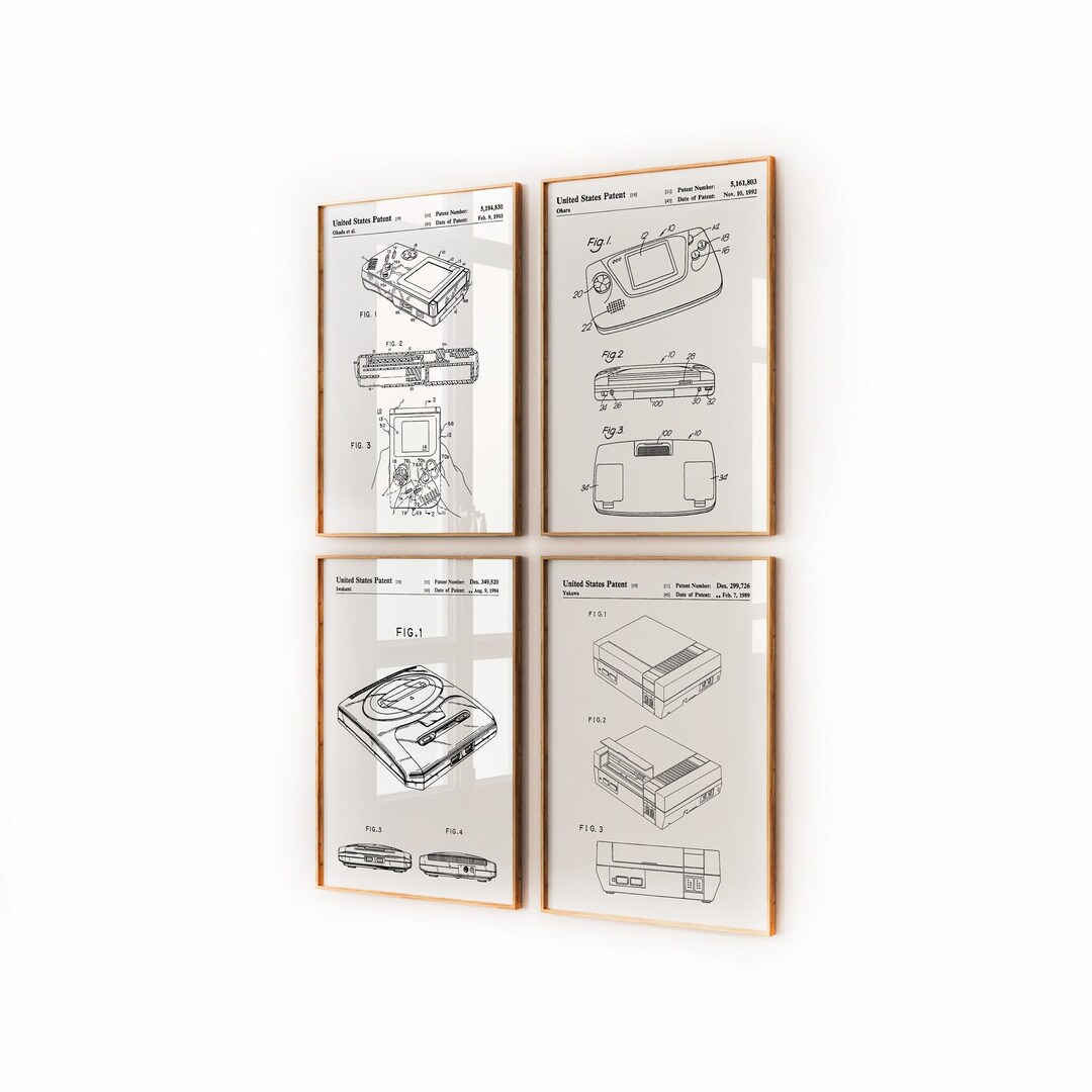 Gaming Console Patent Prints, Retro Gamer Room Wall Art - Etsy