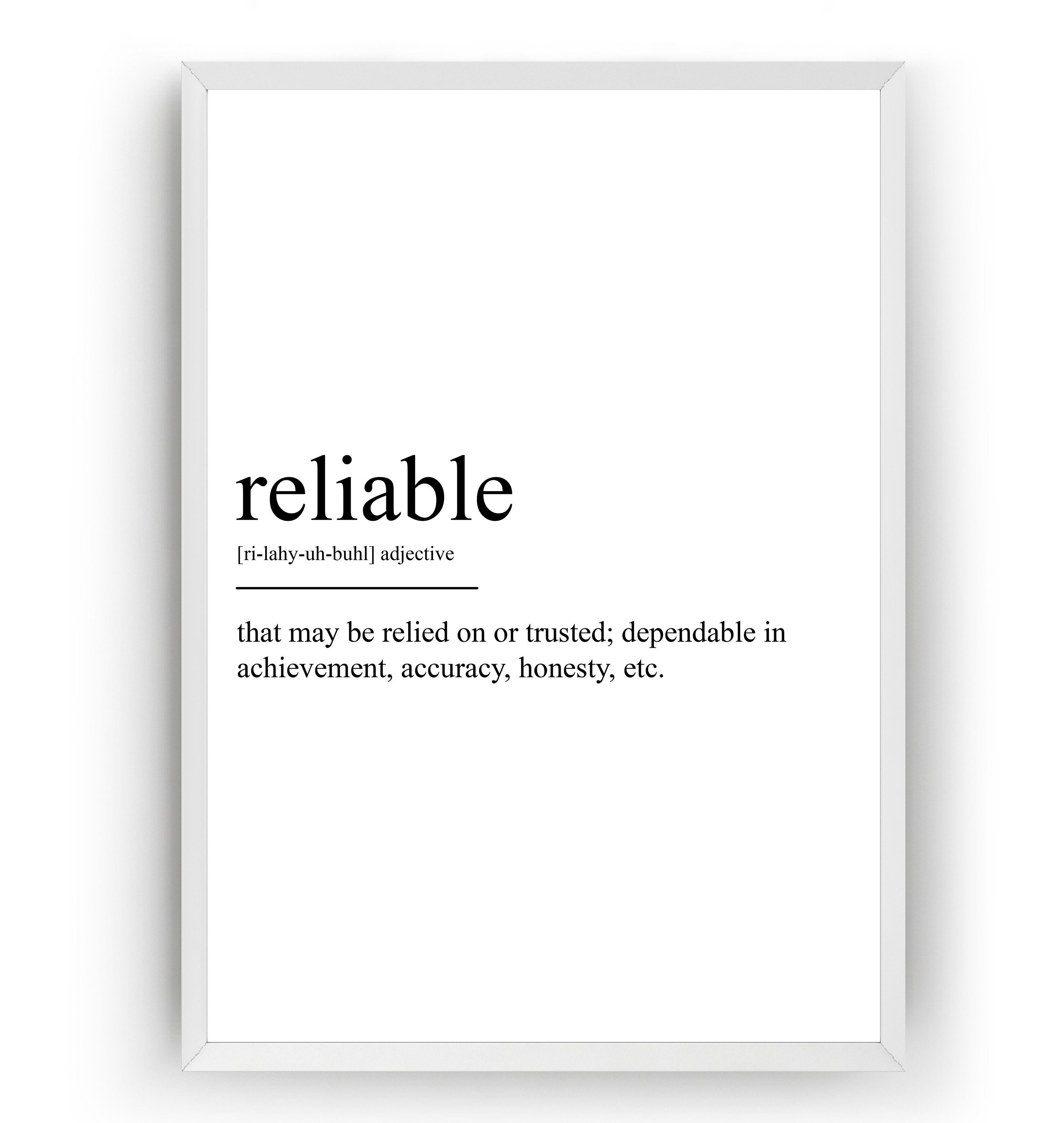 Reliable Definition Print Version 2 | Etsy