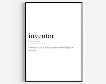 Inventor Definition Print Science Gift Inventor Gift Nerd Gift Black ...