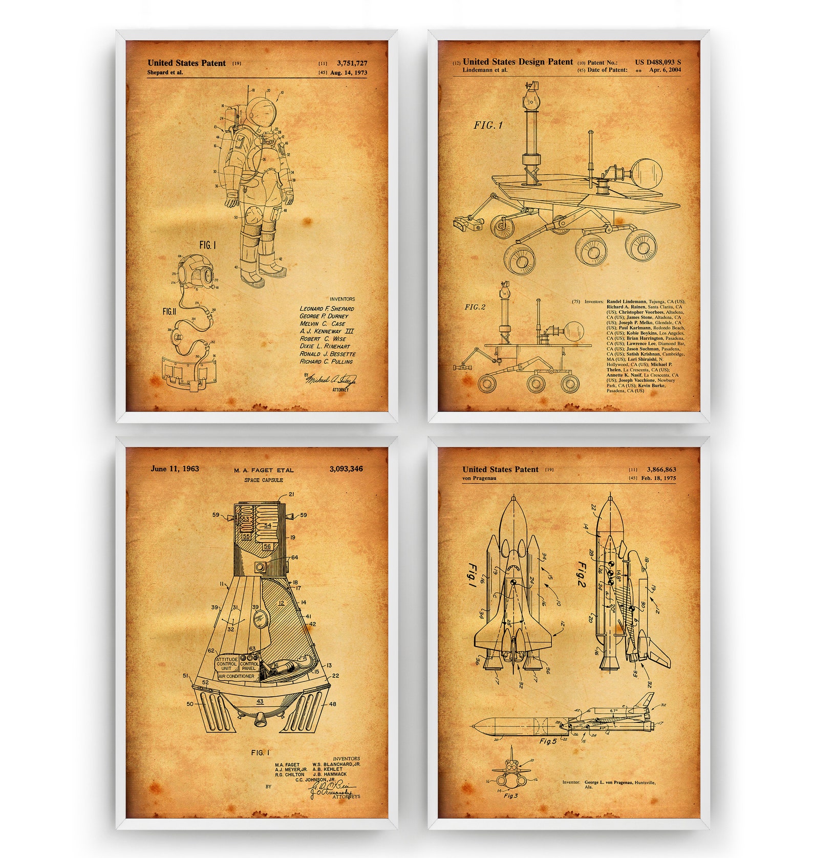 Outer Space Set of 4 Patent Prints NASA Patent Wall Art | Etsy UK