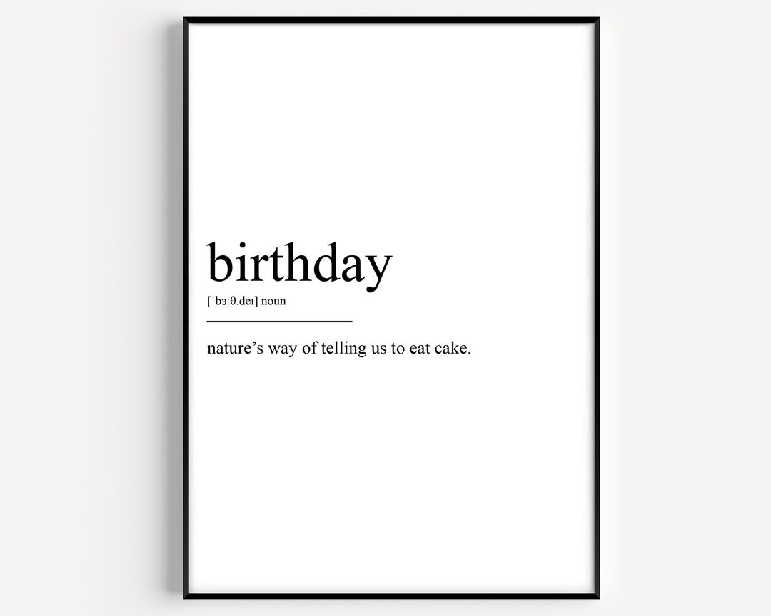 Birthday Definition Print - Etsy