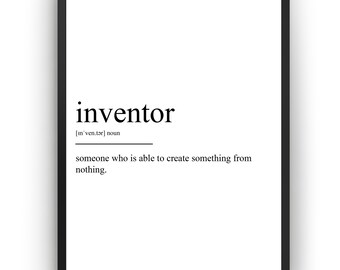 Inventor Definition Print Science Gift Inventor Gift Nerd Gift - Etsy