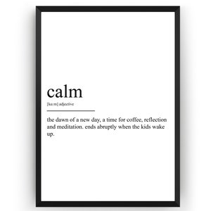 Calm Definition Print | Etsy