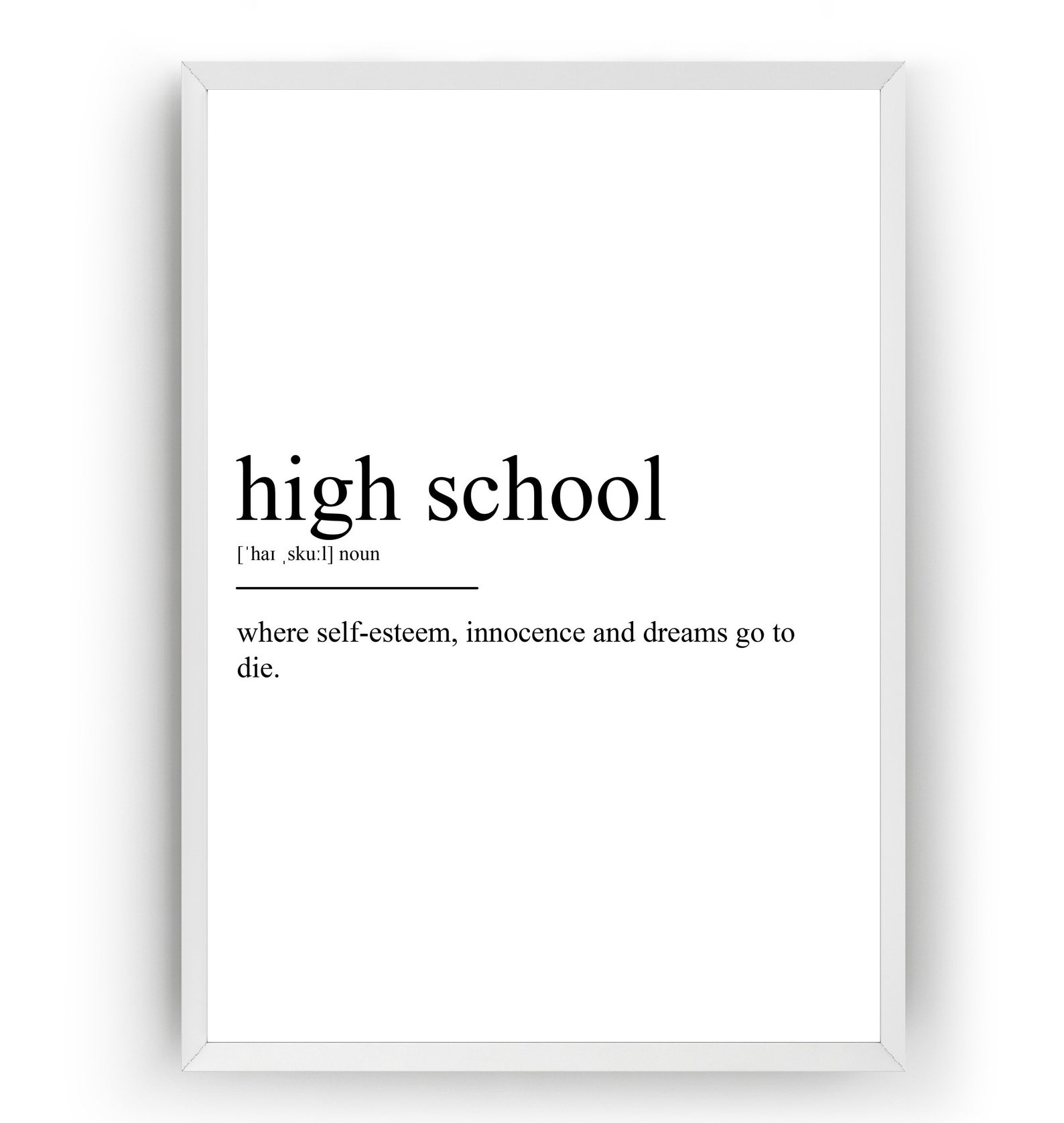 High School Definition Print | Etsy
