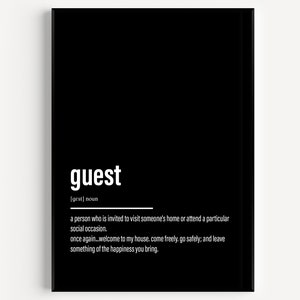 Guest Definition Print - Etsy UK