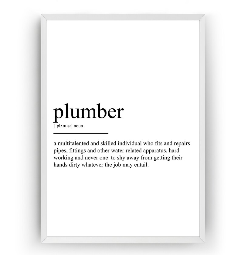 Plumber Definition Print - Etsy