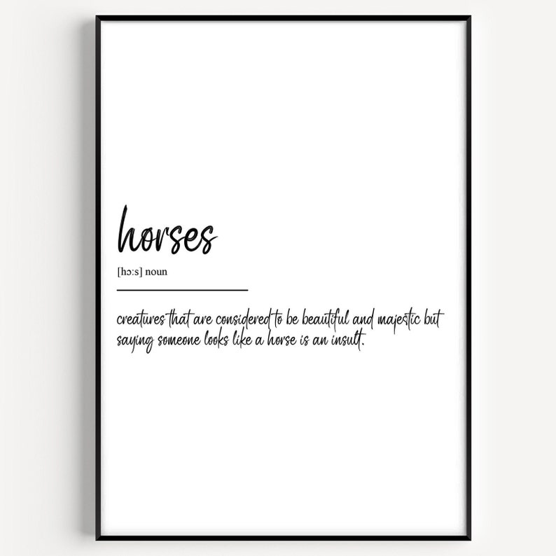 Horses Definition Print - Etsy