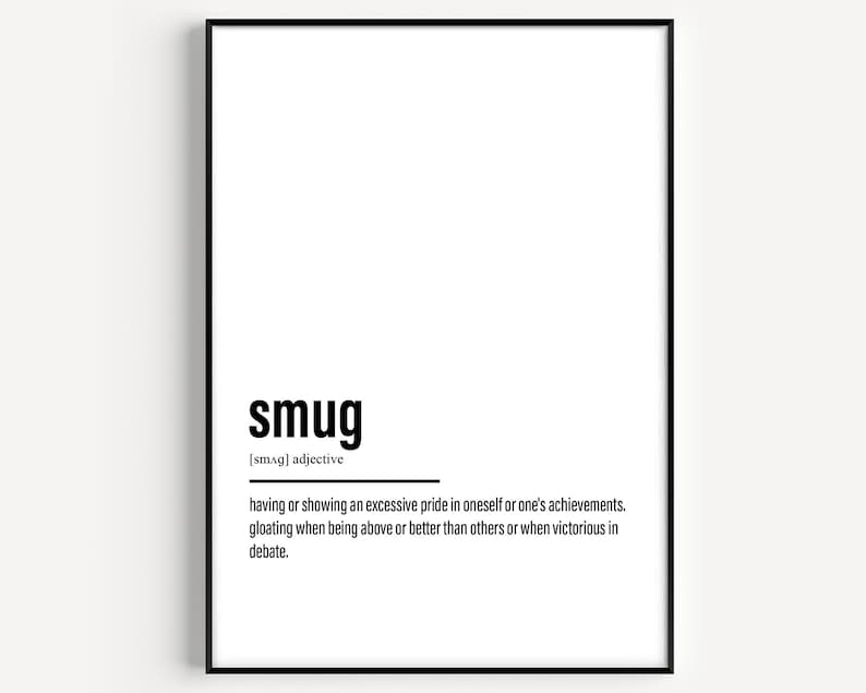 Smug Definition Print - Etsy