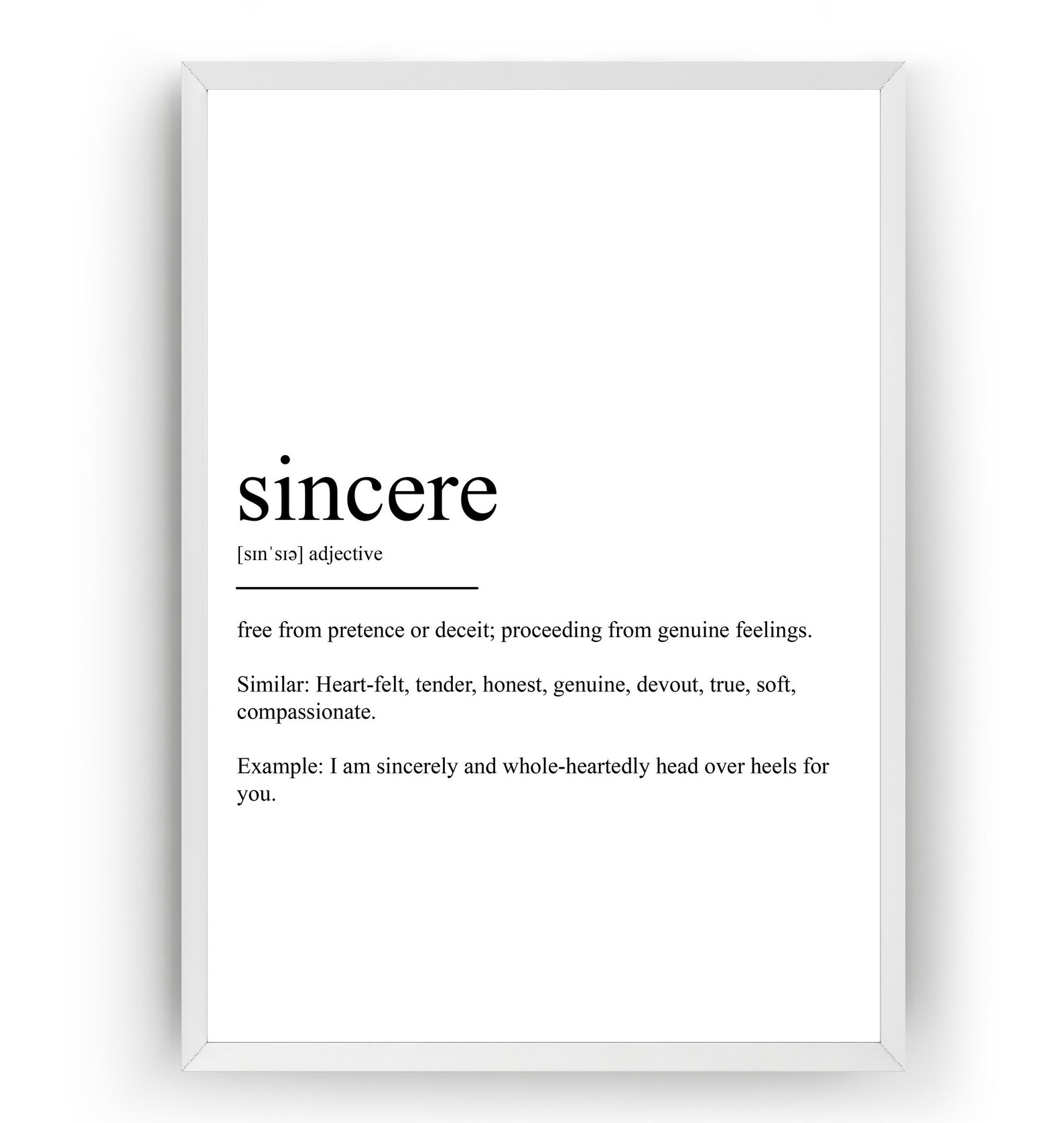 Sincere Definition Print | Etsy