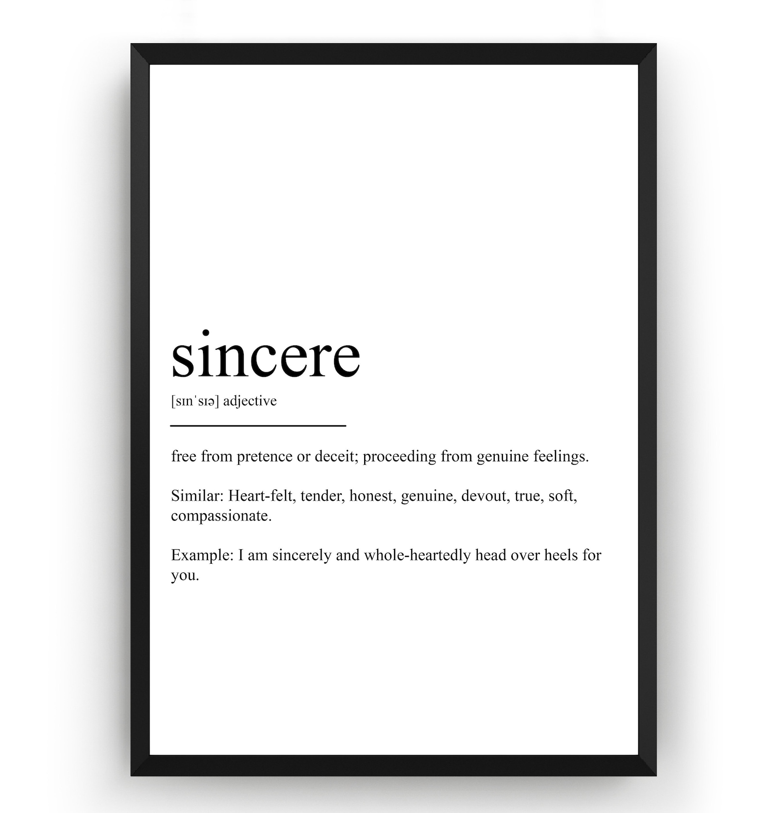 Sincere Definition Print - Etsy