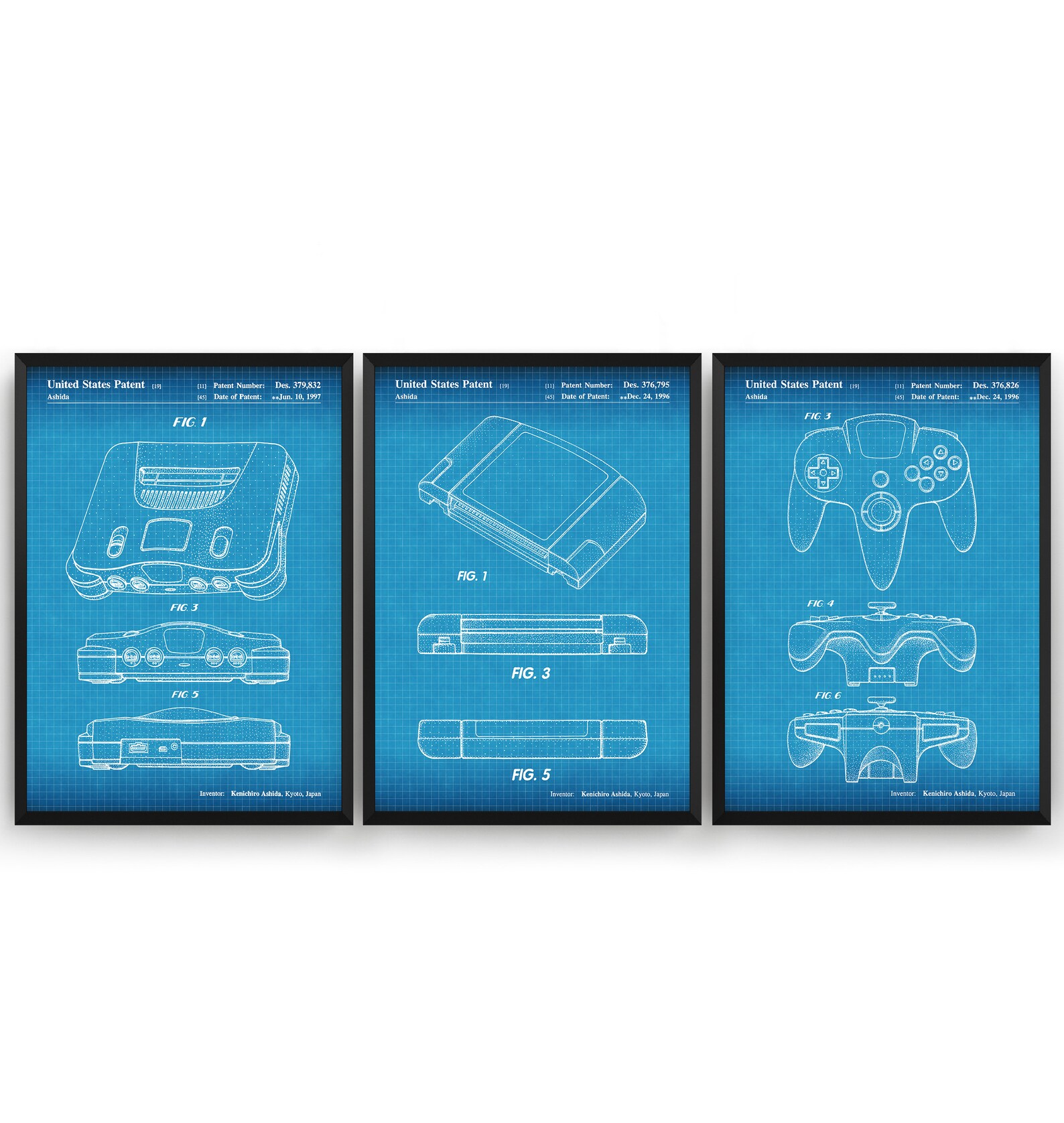 N64 Set Of 3 Patent Prints Games Room Wall Art Blueprint | Etsy