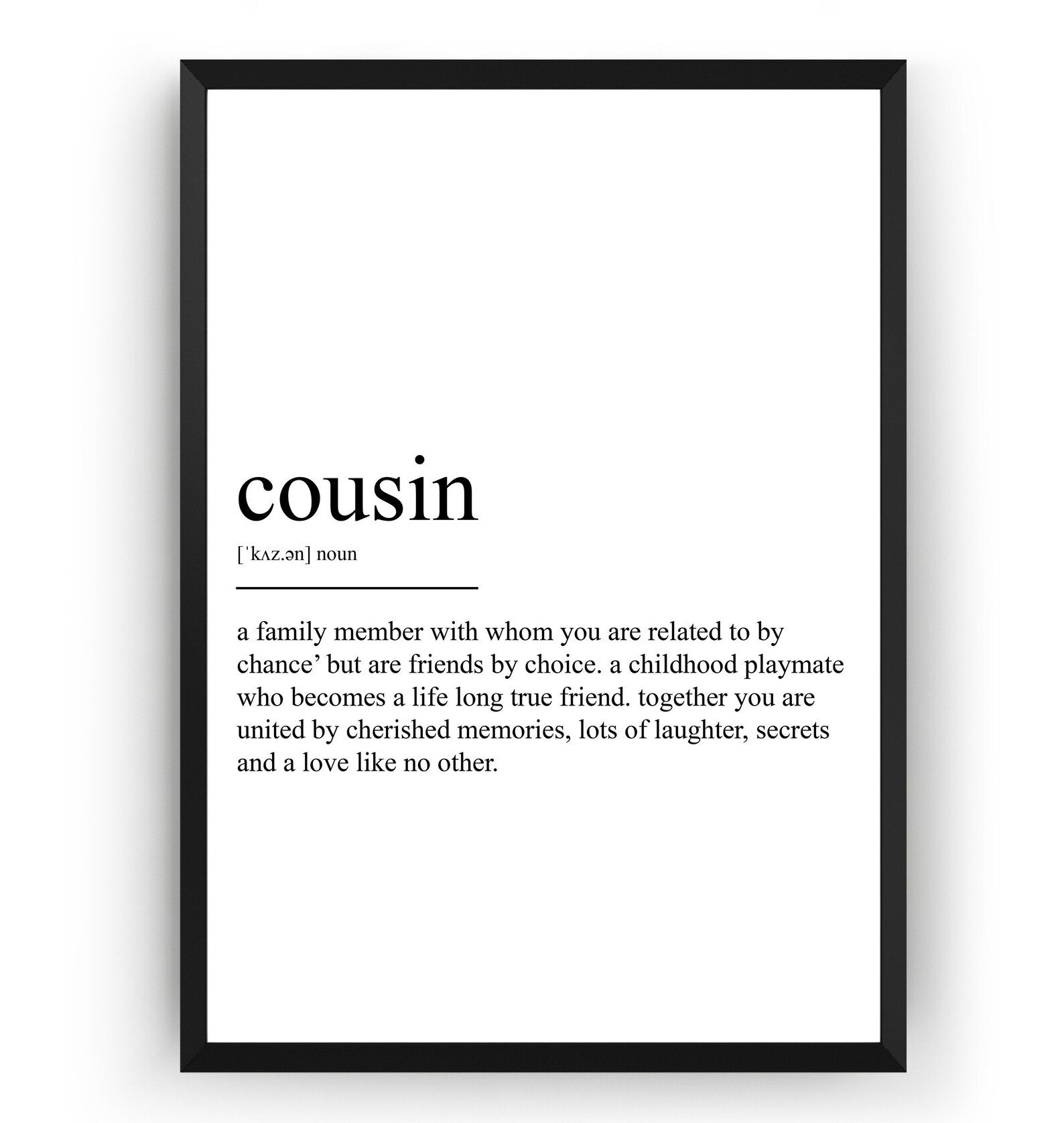 Cousin Definition Print | Etsy UK