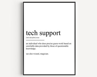 Tech Support Definition Print, Printable Wall Art, Digital Download ...