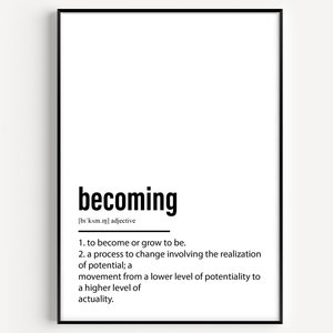 Becoming Definition Print - Etsy