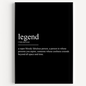Legend Definition Print - Version 2 - Etsy