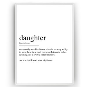 Daughter Definition Print Version 2 - Etsy