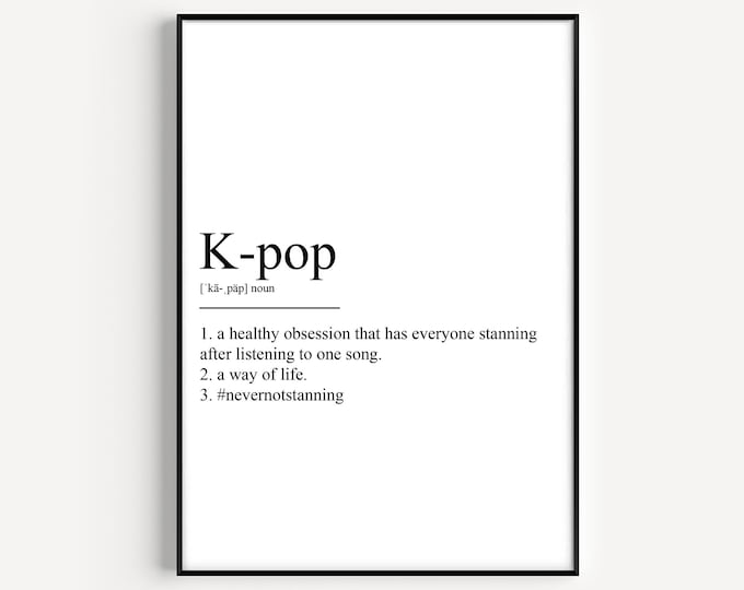 Kpop Definition Art Print Dictionary Page Style Home - Etsy