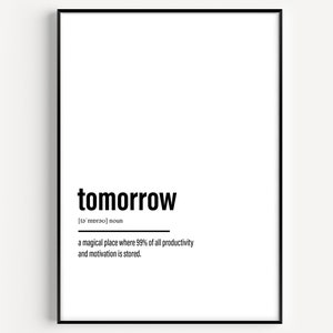 Tomorrow Definition Print Version 2 - Etsy