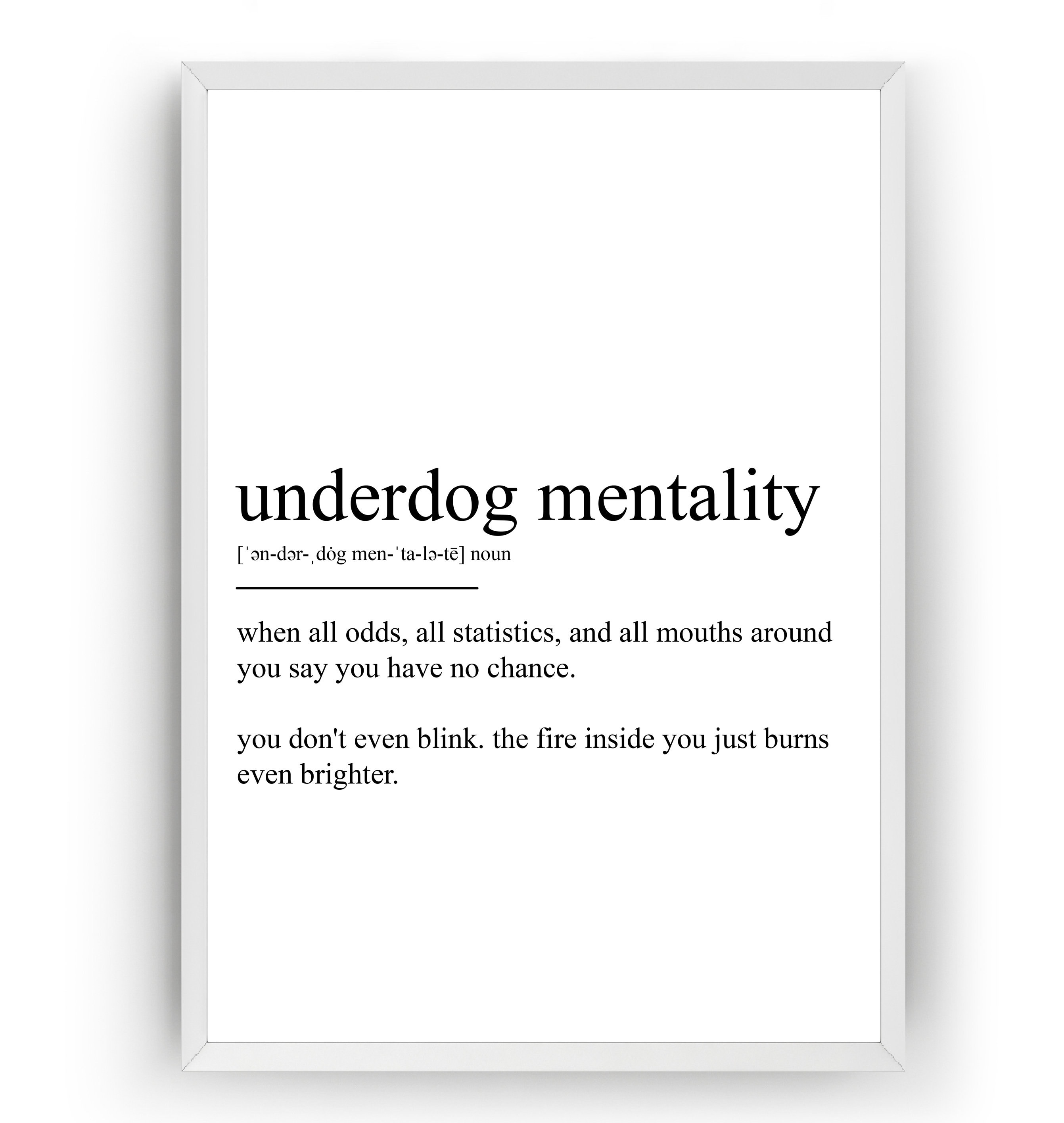 Underdog Mentality Definition Print | Etsy