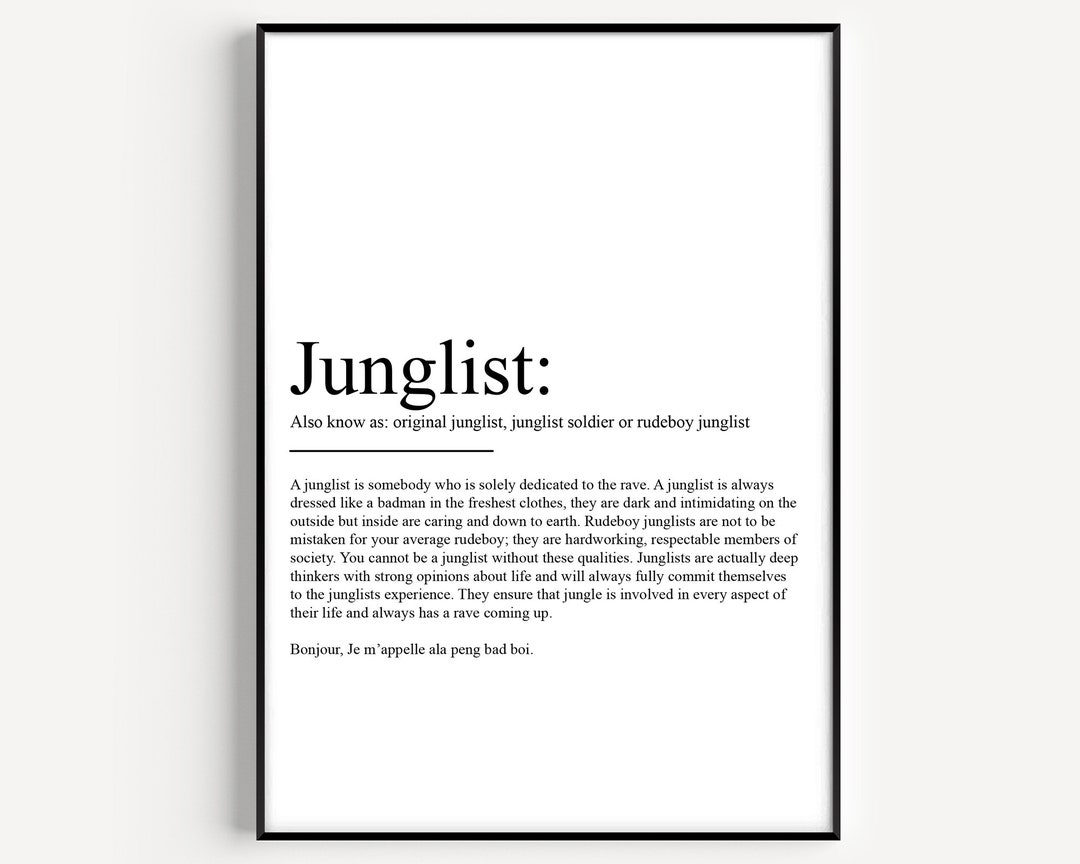 Junglist Definition Print - Etsy