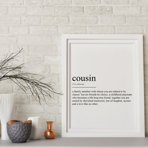 Cousin Definition Print | Etsy UK