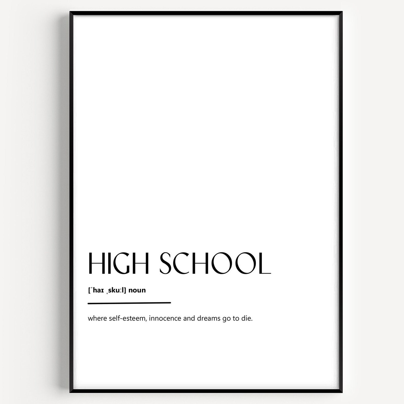 High School Definition Print - Etsy