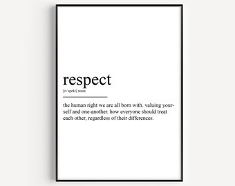 Respect Definition Printable Wall Art, Respect Poster, Respect Quote ...