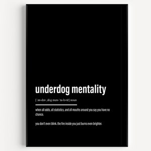 Underdog Mentality Definition Print - Etsy