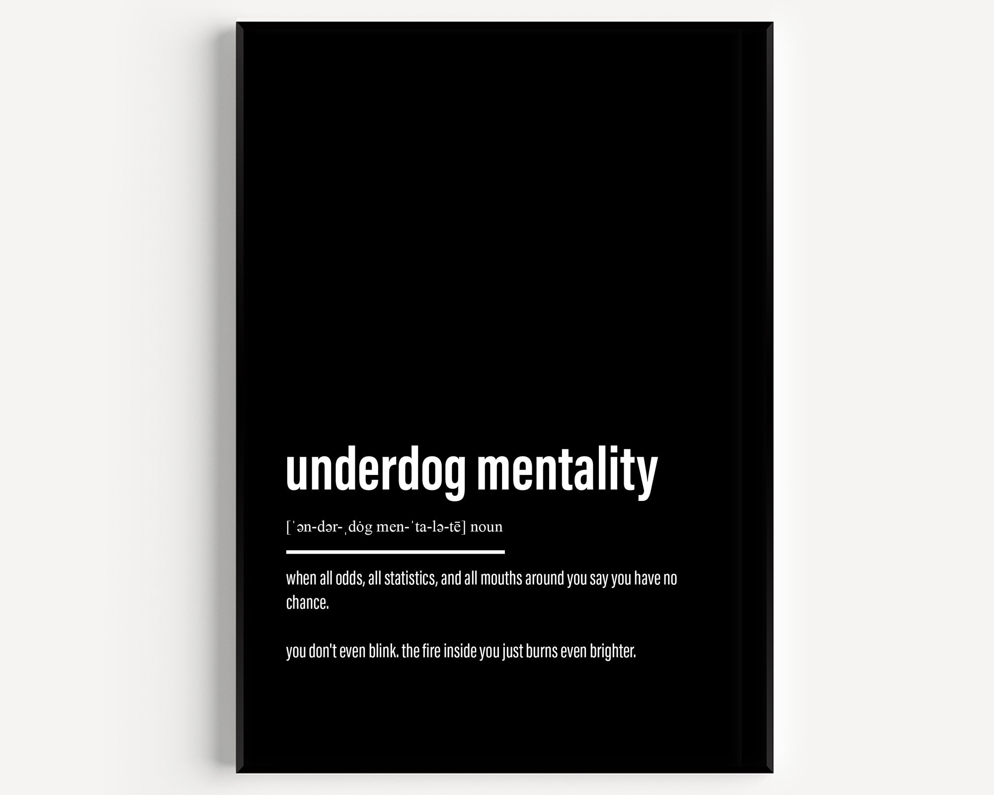 Underdog Mentality Definition Print - Etsy UK