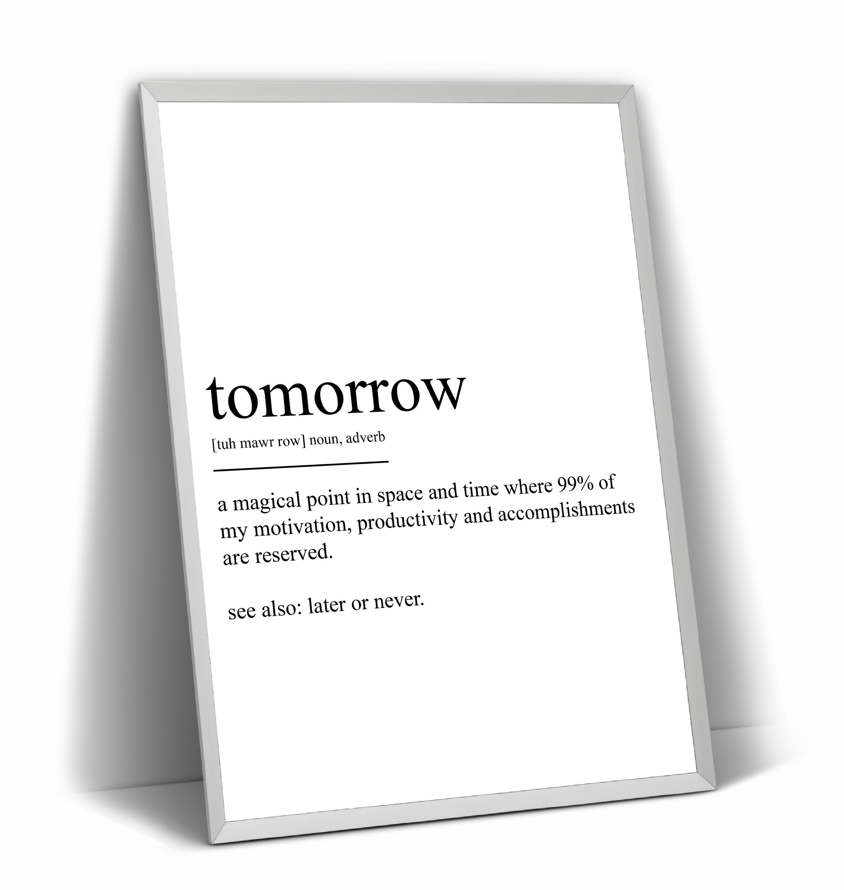 Tomorrow Definition Print Version 2 | Etsy