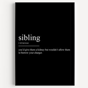 Sibling Definition Print - Etsy