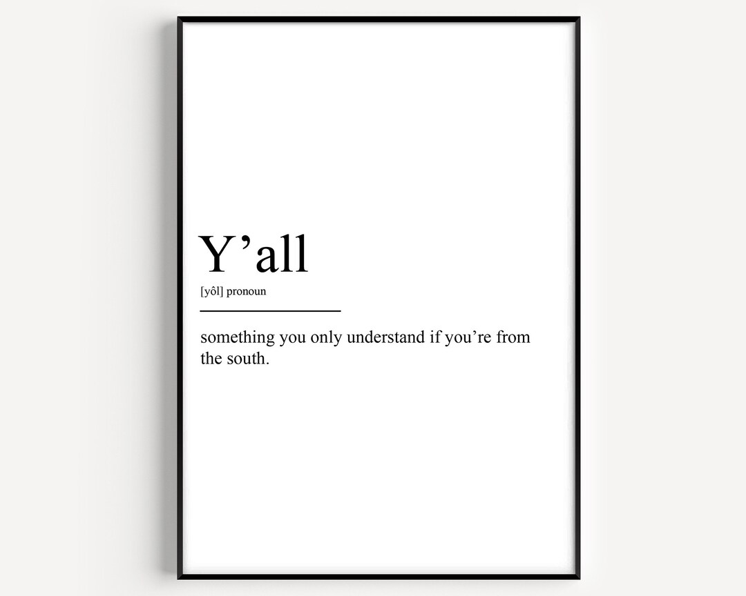 Y'all Definition Print - Etsy
