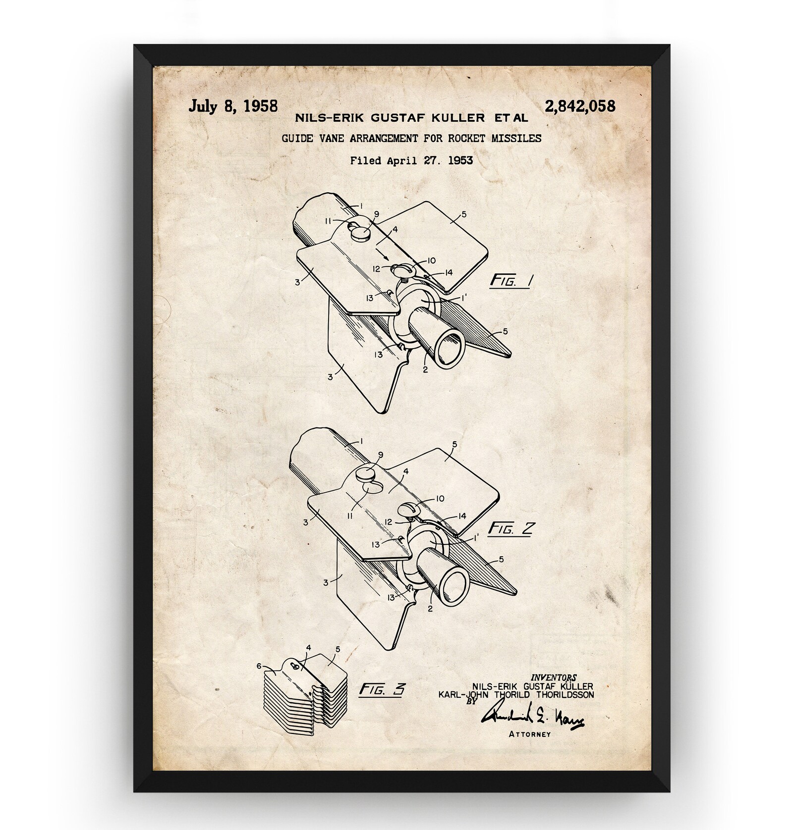 Guide Vane Arrangement for Rocket Missile 1958 Patent Print - Etsy
