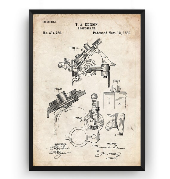 Thomas Edison Phonograph Drawing