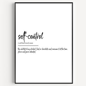 Self Control Definition Print - Etsy