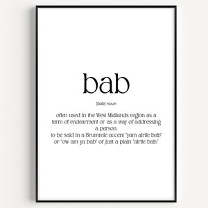 Bab Definition Print - Etsy UK