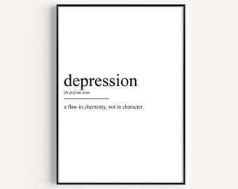 Depression Definition Print, Dictionary Poster, Quote Wall Art ...