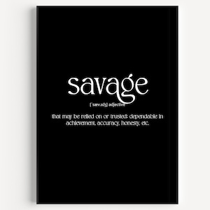 Savage Definition Print - Etsy