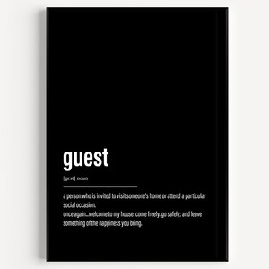 Guest Definition Print - Etsy