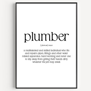 Plumber Definition Print - Etsy