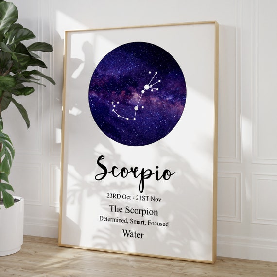 Zodiac Sign Scorpio Art Print, Scorpion Constellation, 50% OFF