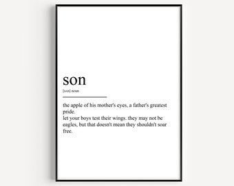 Son Definition Print Gift for Son Decor Son Birthday Gift From - Etsy