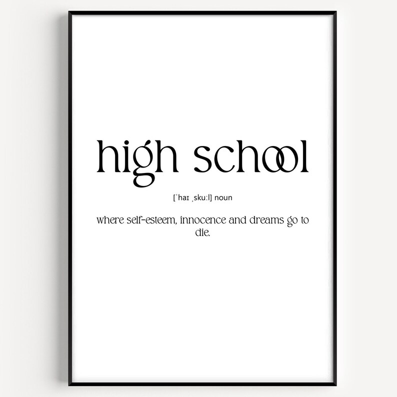 High School Definition Print - Etsy