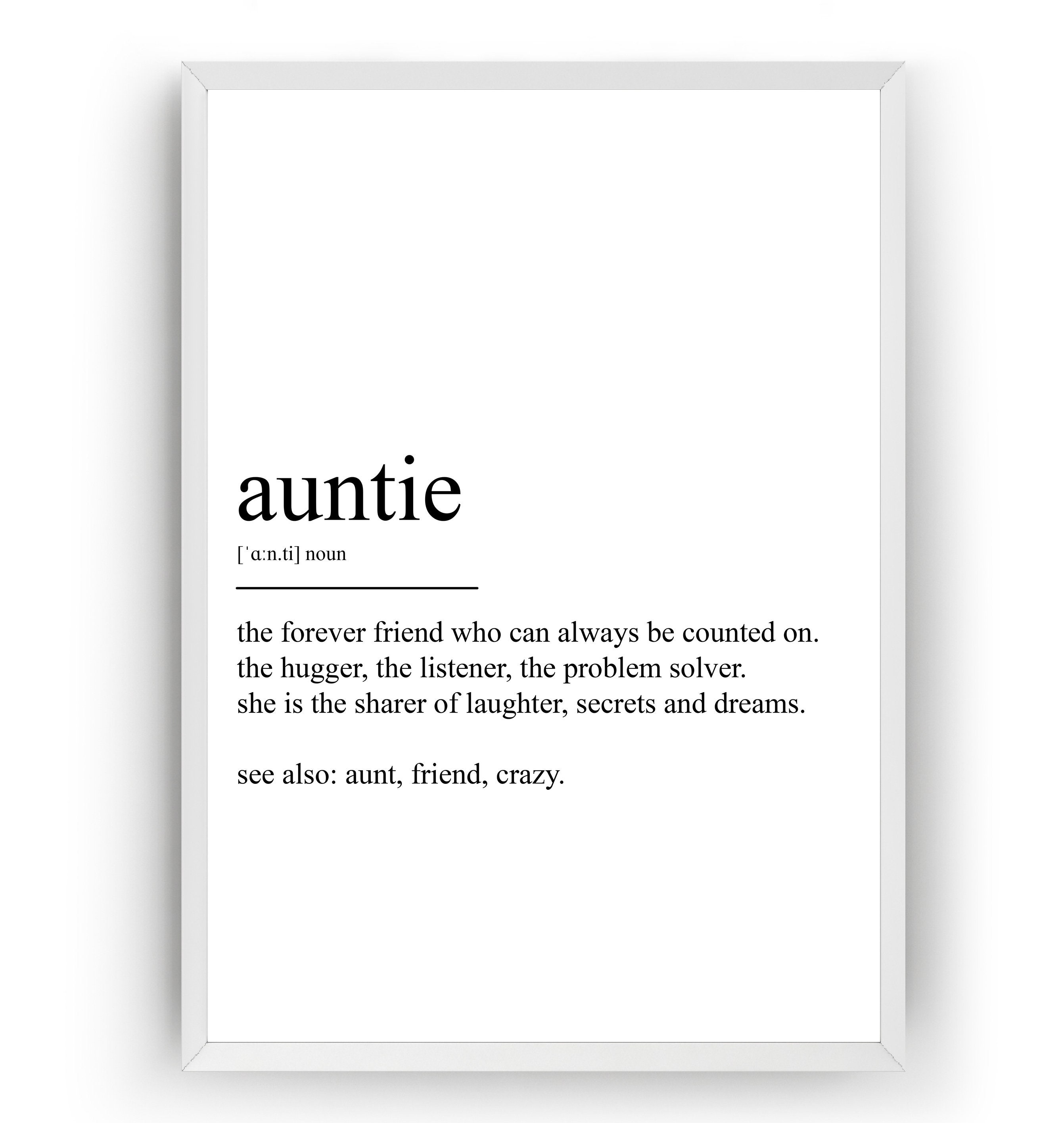 Auntie Definition Print - Etsy UK